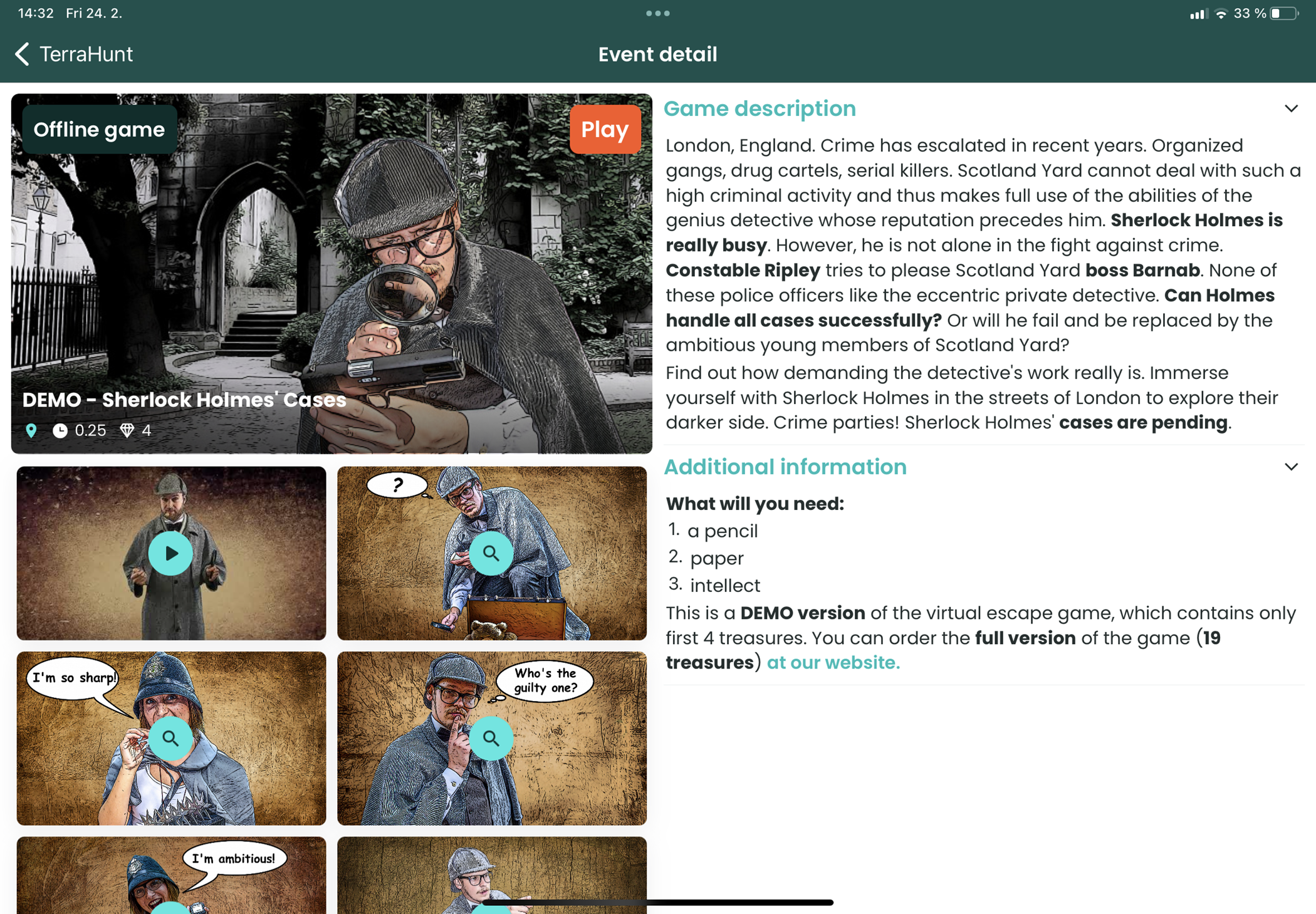 Sherlock Holmes' Cases - Remote Escape Game | TerraHunt